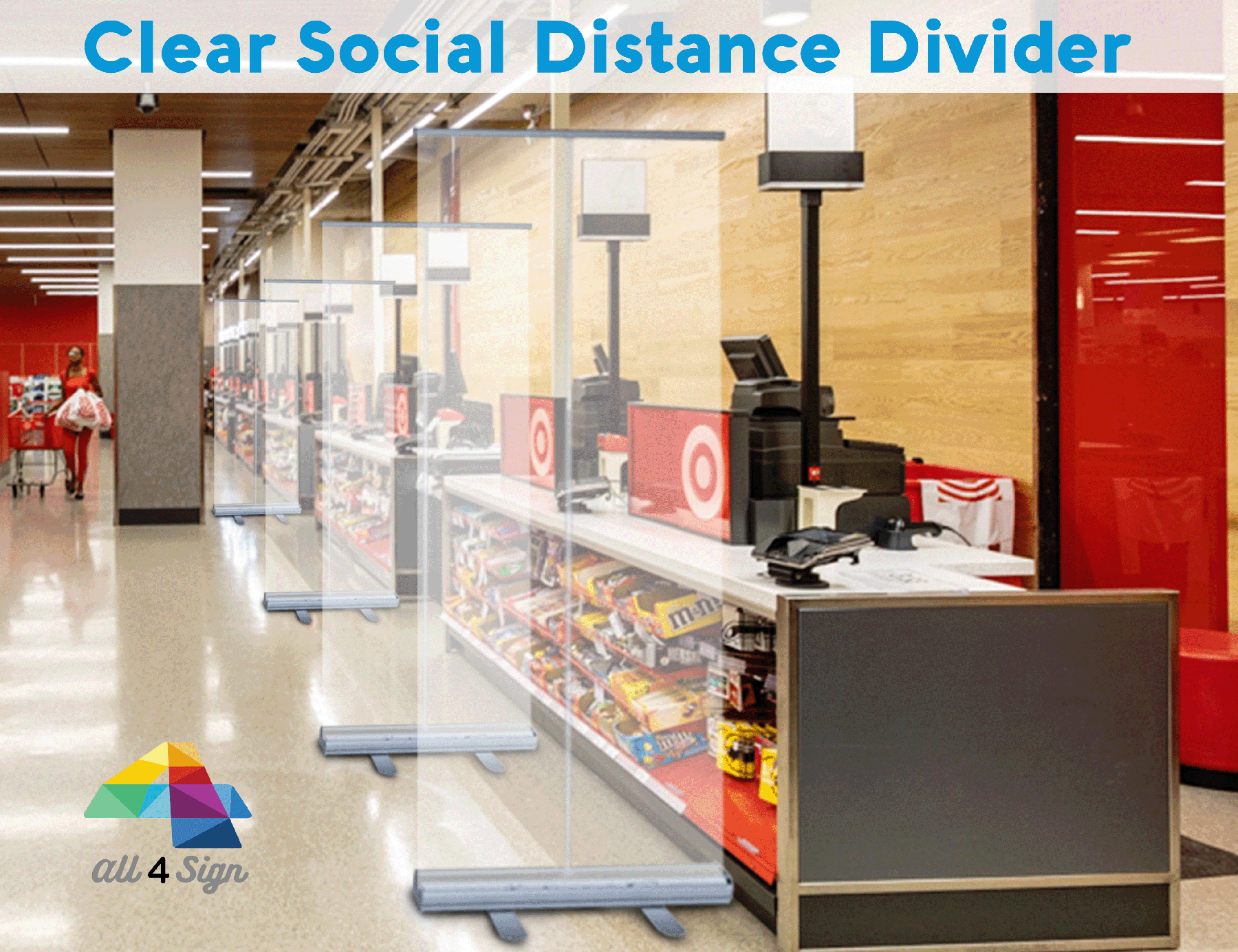 Standard Roll Up Stand Clear Partition - all4sign
