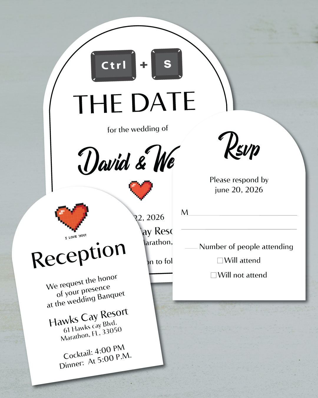 Geek Wedding Invitations – Fun 5x7 Design on White Matte Cardstock
