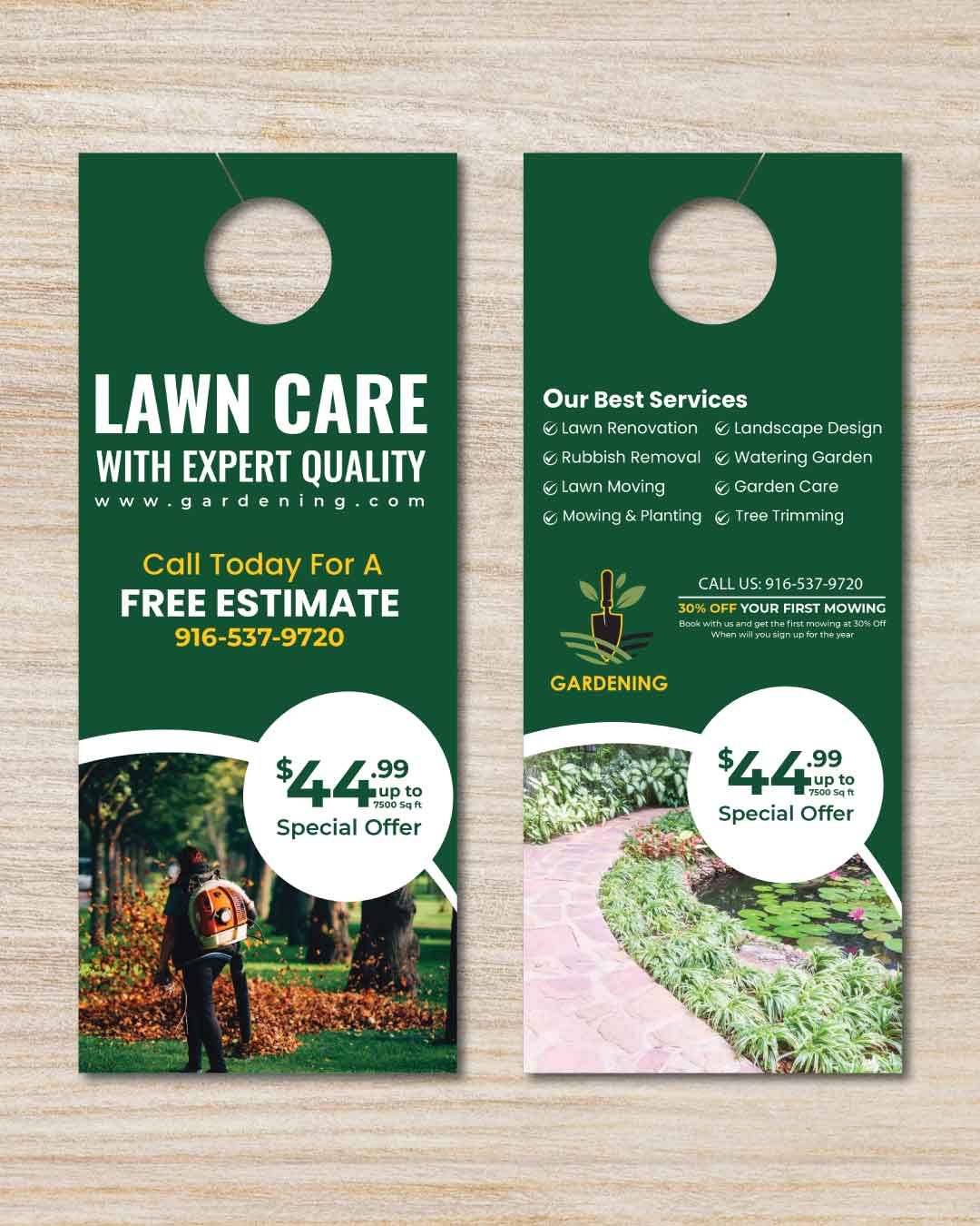 Elegant Minimalist Green Door Hangers | AP PRINTING