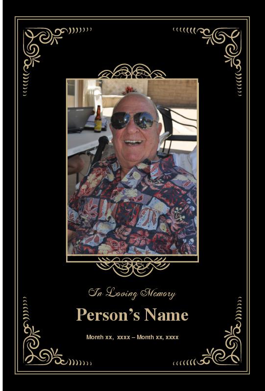 Browse Design - Black Gold - Single Page Programs - Custom Memorial ...