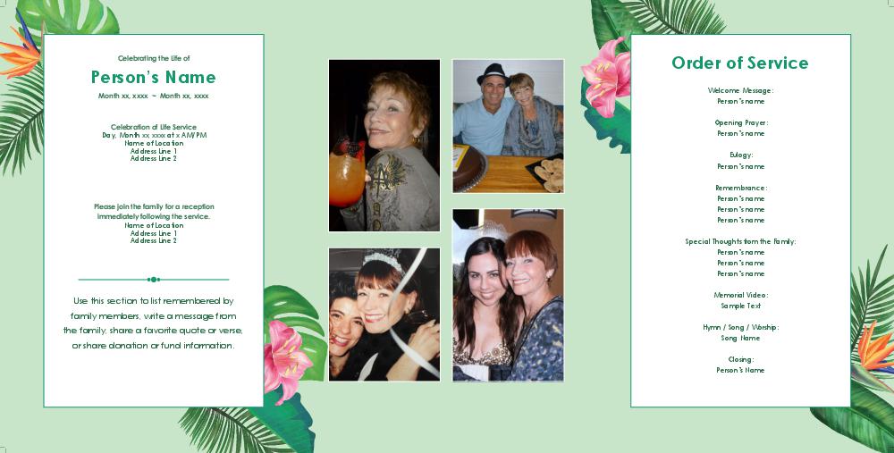 Browse Design - Tropical Flower - Tri-fold Programs - Custom Memorial ...