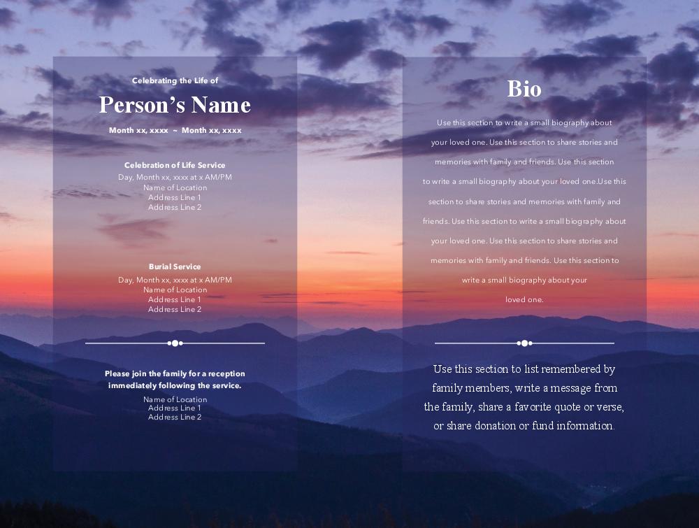 Browse Design - Dusk - Bi-fold Programs - Custom Memorial Programs