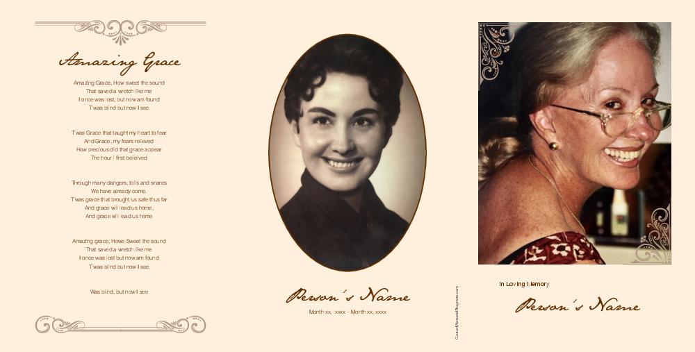 Browse Design - Vintage Chic - Tri-fold Programs - Custom Memorial Programs
