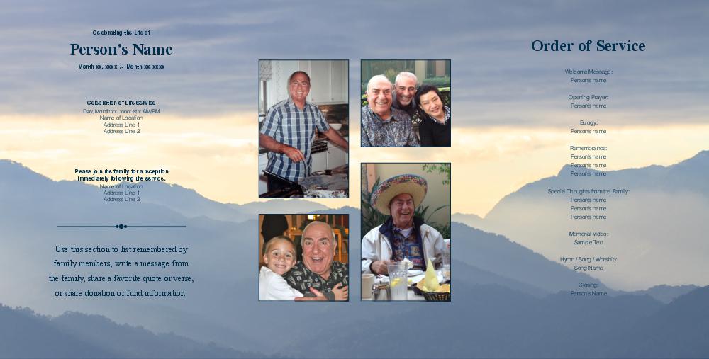 Browse Design - Mountain Hills - Tri-fold Programs - Custom Memorial ...