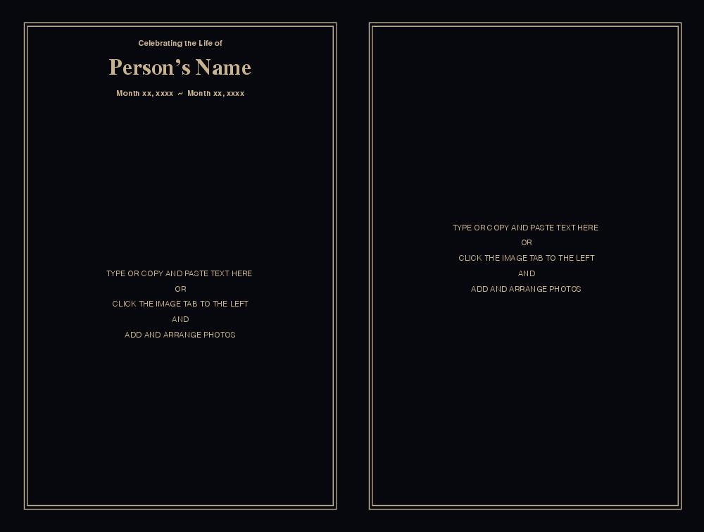 Browse Design - Black Gold - Bi-fold Programs - Custom Memorial Programs