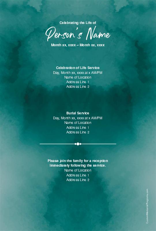 Browse Design - Green - Single Page Programs - Custom Memorial Programs
