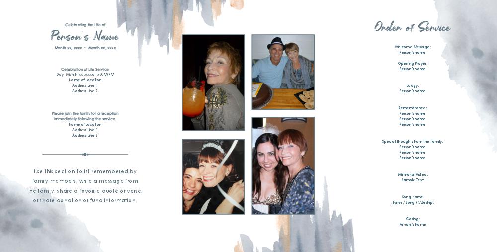Browse Design - Brushstrokes - Tri-fold Programs - Custom Memorial Programs