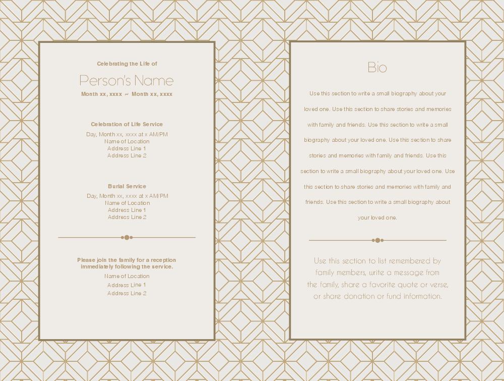 Browse Design - Gatsby - Bi-fold Programs - Custom Memorial Programs