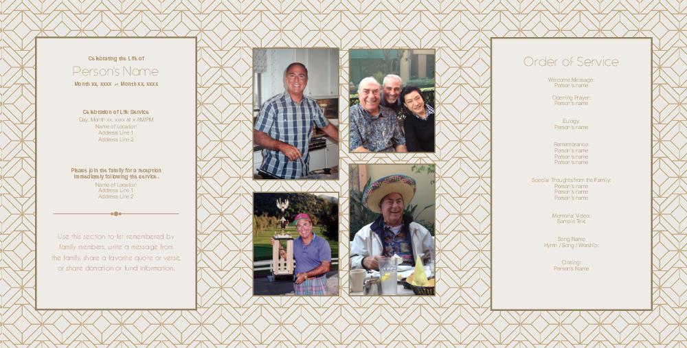 Browse Design - Gatsby - Tri-fold Programs - Custom Memorial Programs