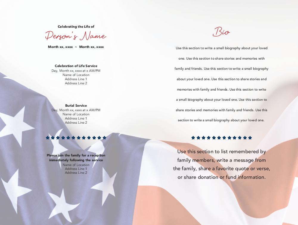 Browse Design - Folded Flag - Bi-fold Programs - Custom Memorial Programs