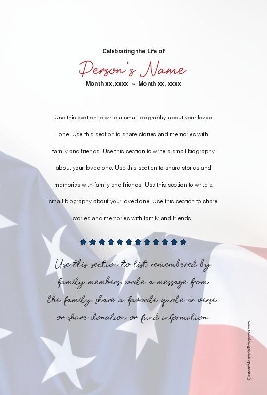 Browse Design - Folded Flag - Single Page Programs - Custom Memorial ...
