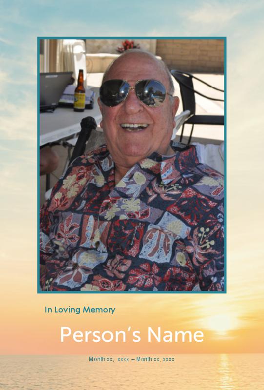 Browse Design - Cool Sunset - Single Page Programs - Custom Memorial ...