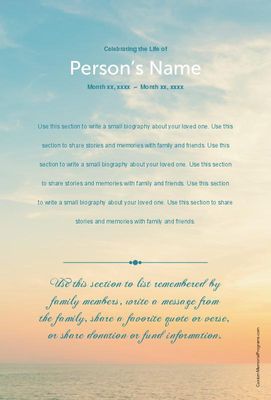 Browse Design - Cool Sunset - Single Page Programs - Custom Memorial ...