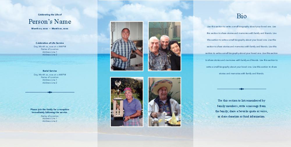 Turquoise Design | Trifold funeral program | Obituary Printing