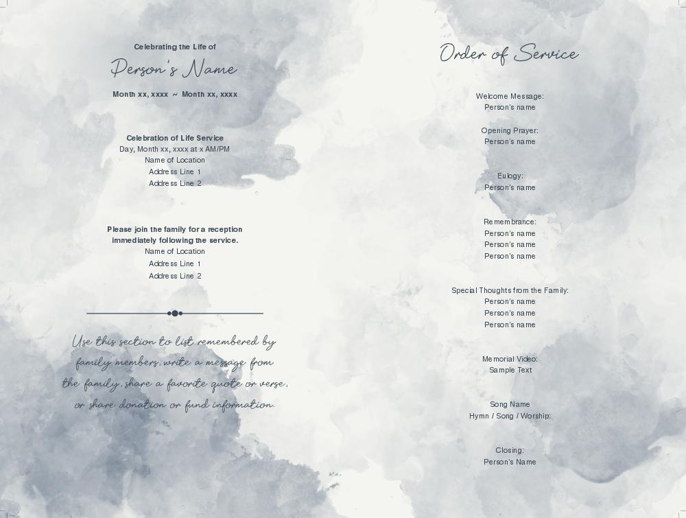 Browse Design - Gray - Bi-fold Programs - Custom Memorial Programs