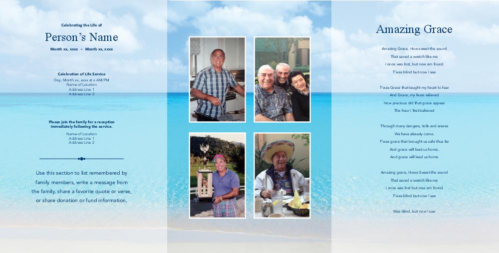 Turquoise Design | Trifold funeral program | Obituary Printing