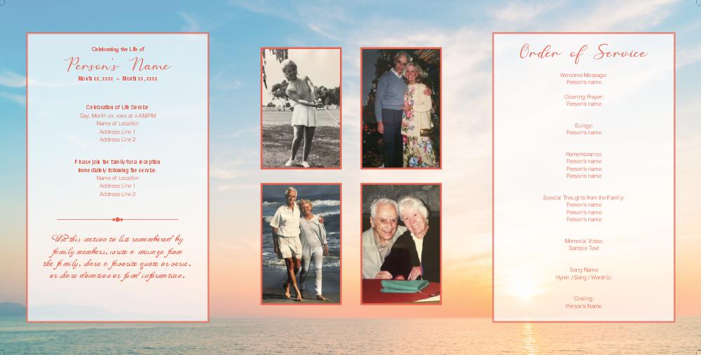 Browse Design - Warm Sunset - Tri-fold Programs - Custom Memorial Programs