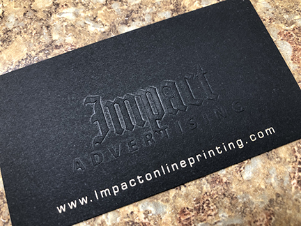 Embossed black business cards